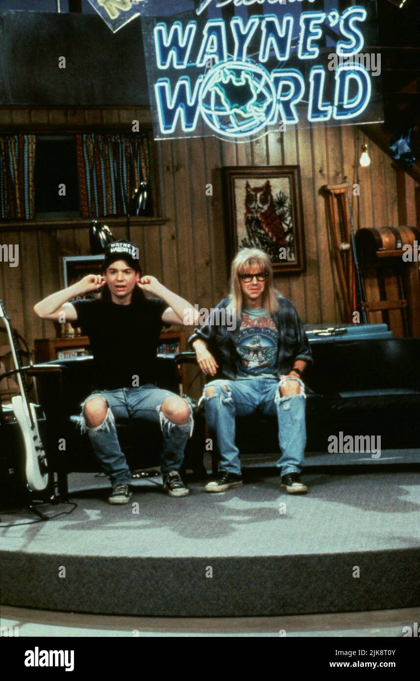 Mike Myers & Dana Carvey Film Wayne'S World (1992) Characters: Wayne Campbell & Garth Algar ...