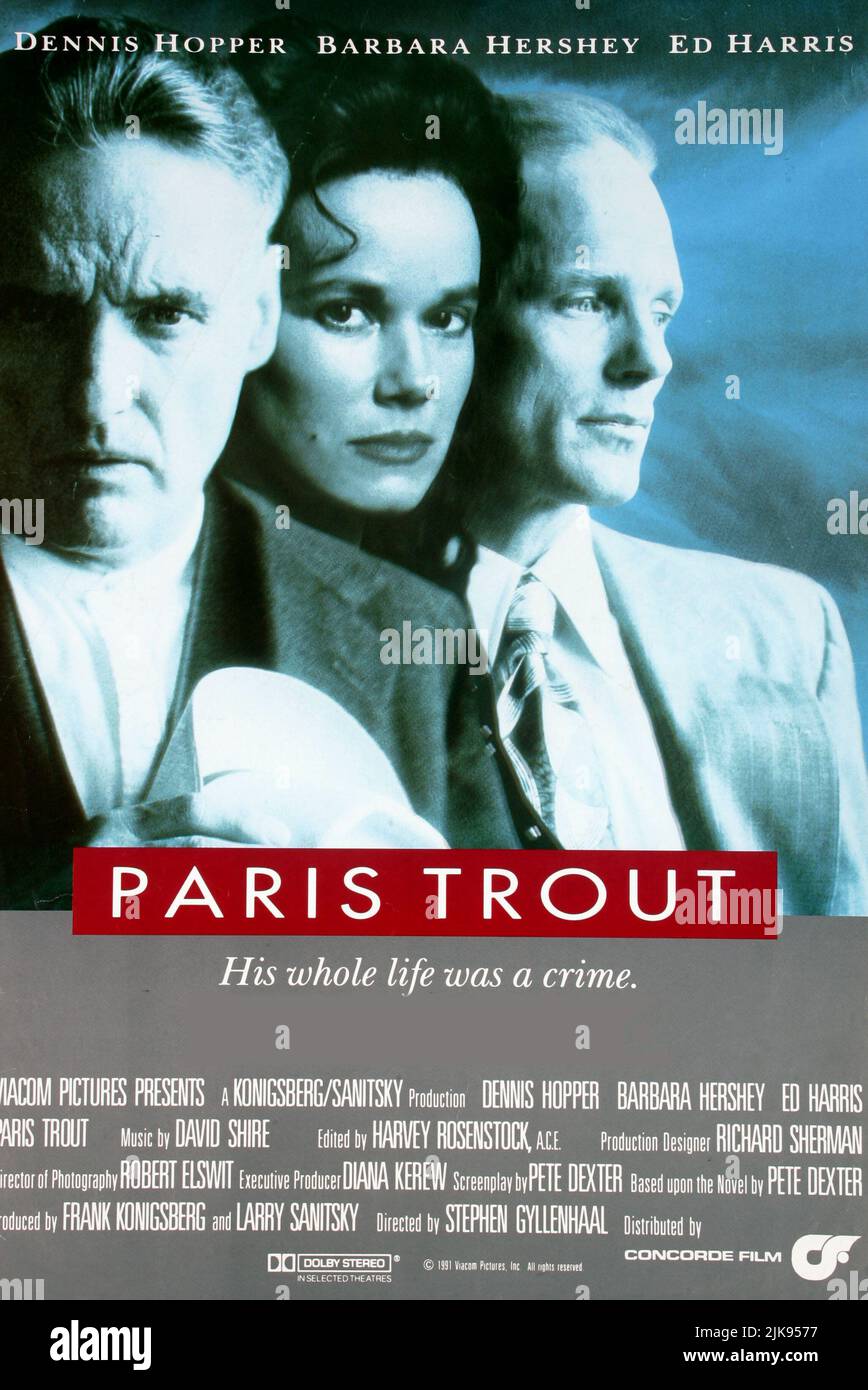 Dennis Hopper, Barbara Hershey & Ed Harris Poster Film Paris Trout ...