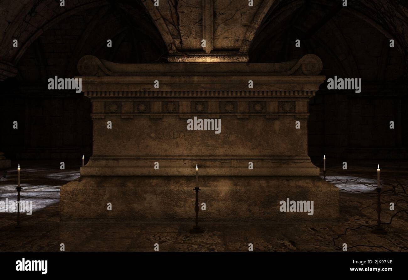 Dark scary gothic crypt Stock Photo - Alamy