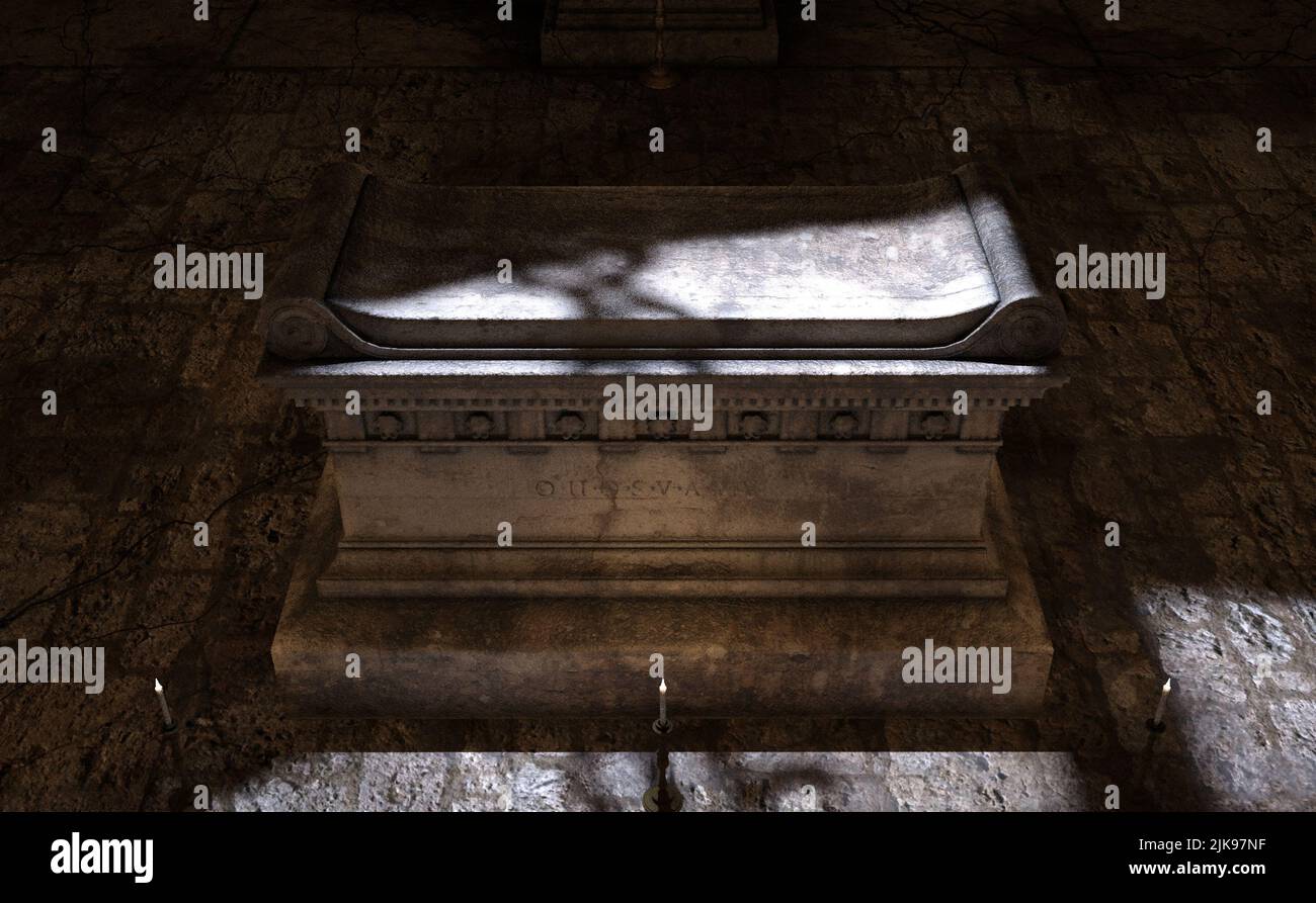 Dark scary gothic crypt Stock Photo - Alamy