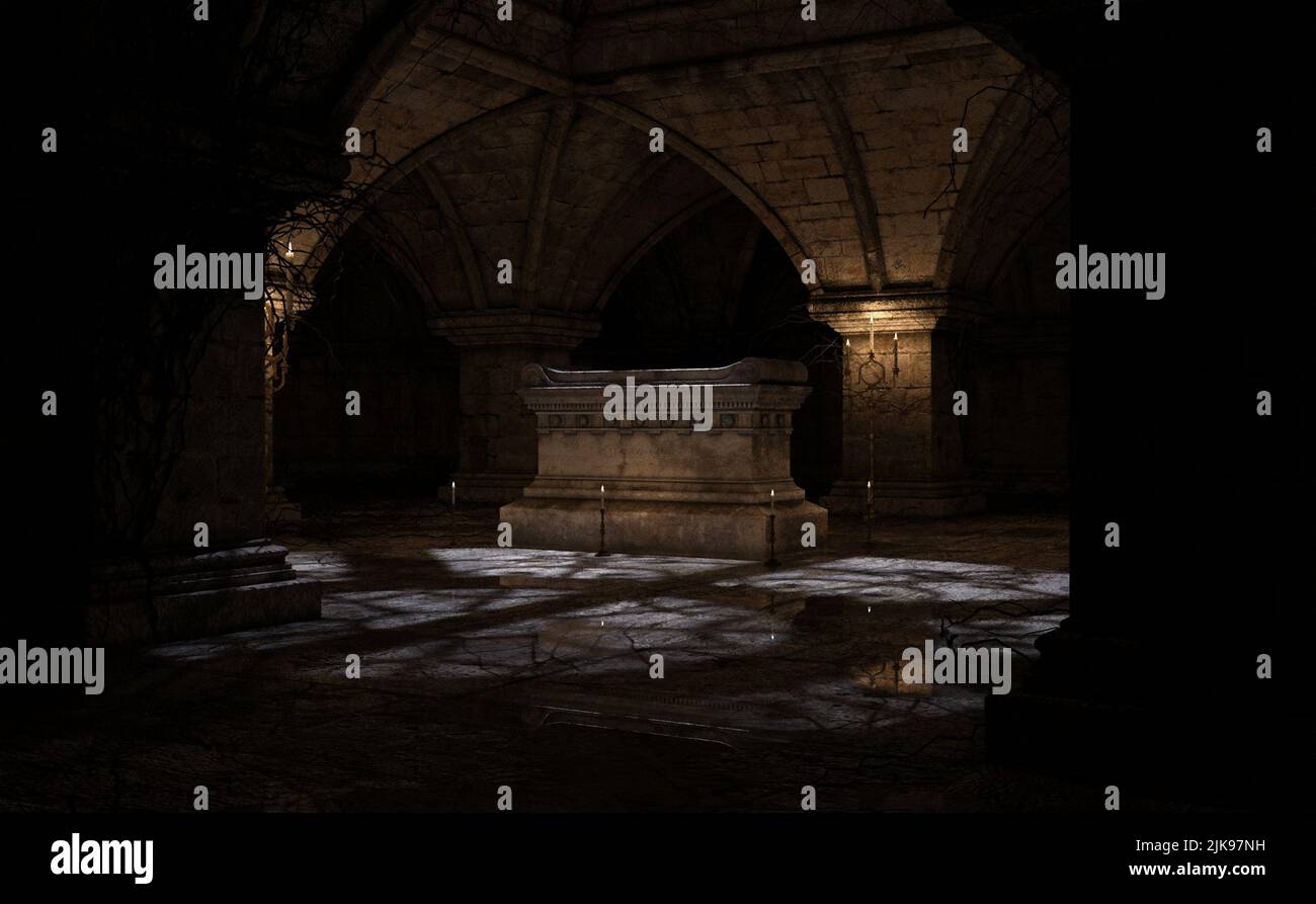 Dark scary gothic crypt Stock Photo - Alamy