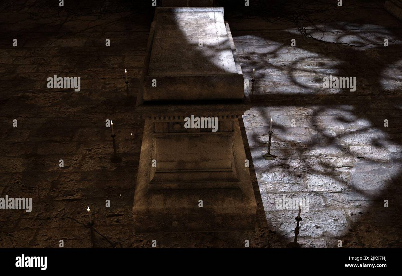 Dark scary gothic crypt Stock Photo - Alamy