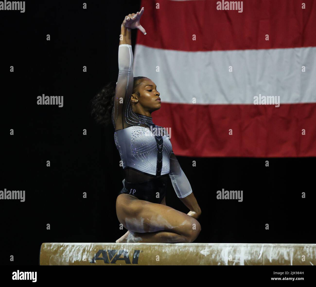 July 30, 2022: Shalise Jones of Ascend competes on the balance beam ...