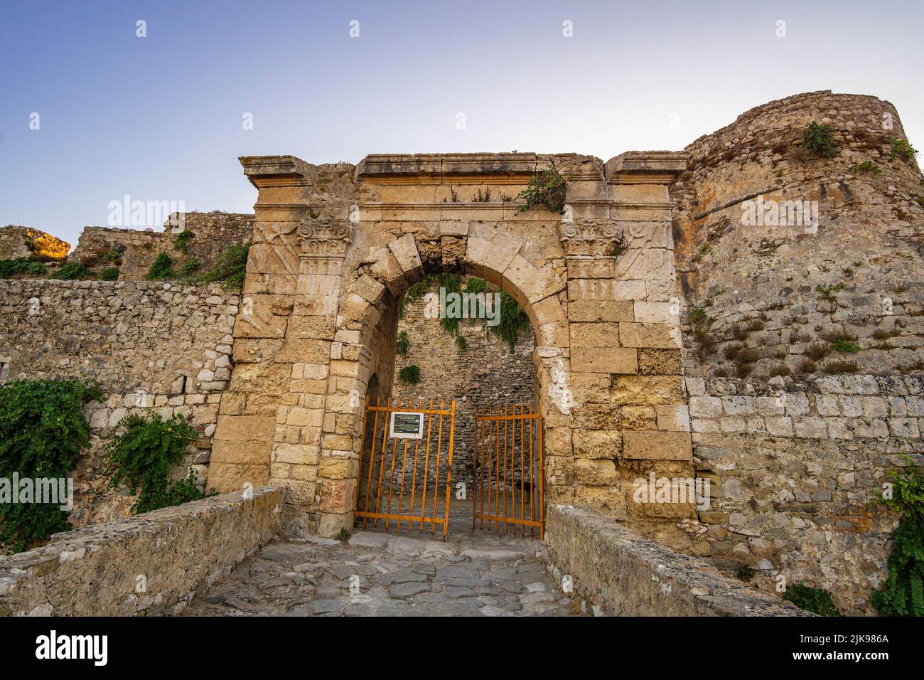 Inside the Archaeological site of Methoni Castle. Built by the ...