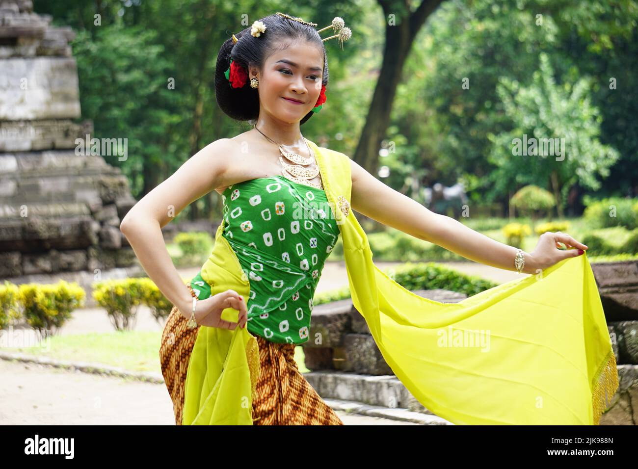 Indonesian traditional dancers with traditional clothes which are ...