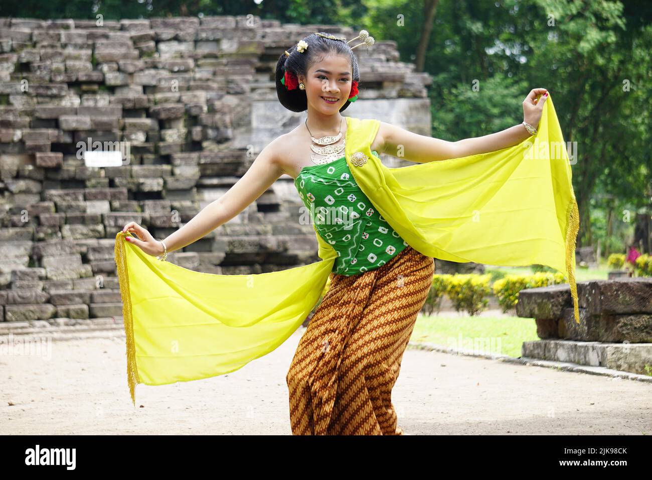 Indonesian traditional dancers with traditional clothes which are ...