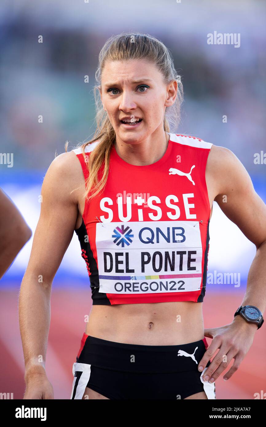Ajla Del Ponte (SUI) competing in the 4x100m women’s heats on day eight ...