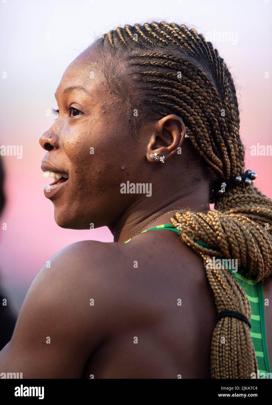 Rosemary Chukwuma (NGR) competing in the 4x100m women’s heats on day ...