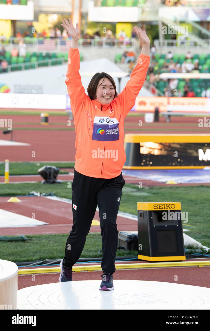 Haruka Kitaguchi (JPN) celebrating her bronze medal in the women’s ...
