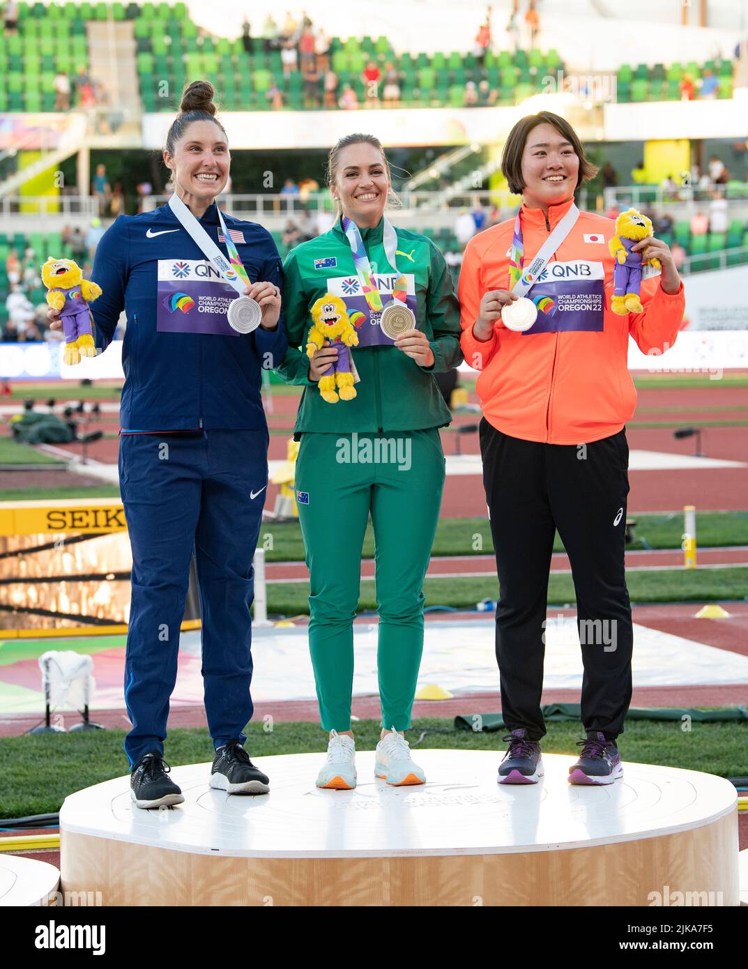 Kara Winger (USA), Kelsey-Lee Barber (AUS) and Haruka Kitaguchi (JPN ...