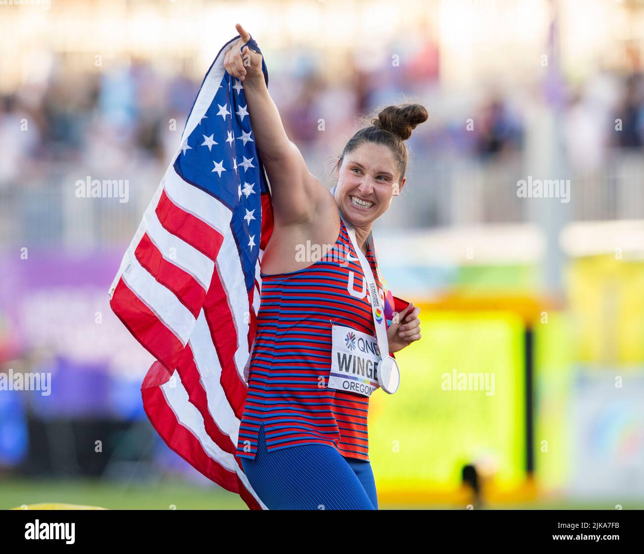 Kara Winger Usa Celebrating Her Silver Medal In The Womens Javelin