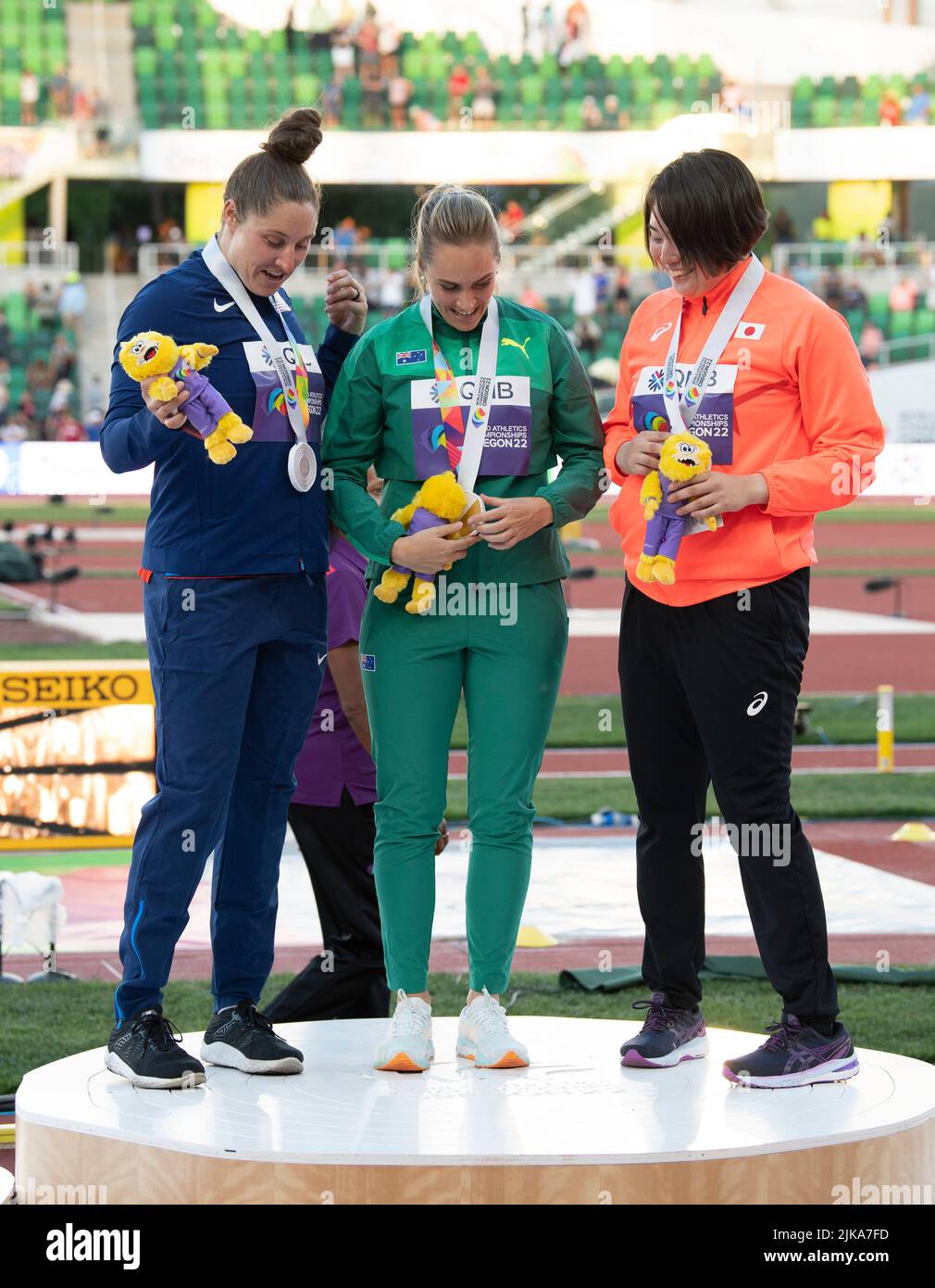 Kara Winger (USA), Kelsey-Lee Barber (AUS) and Haruka Kitaguchi (JPN ...