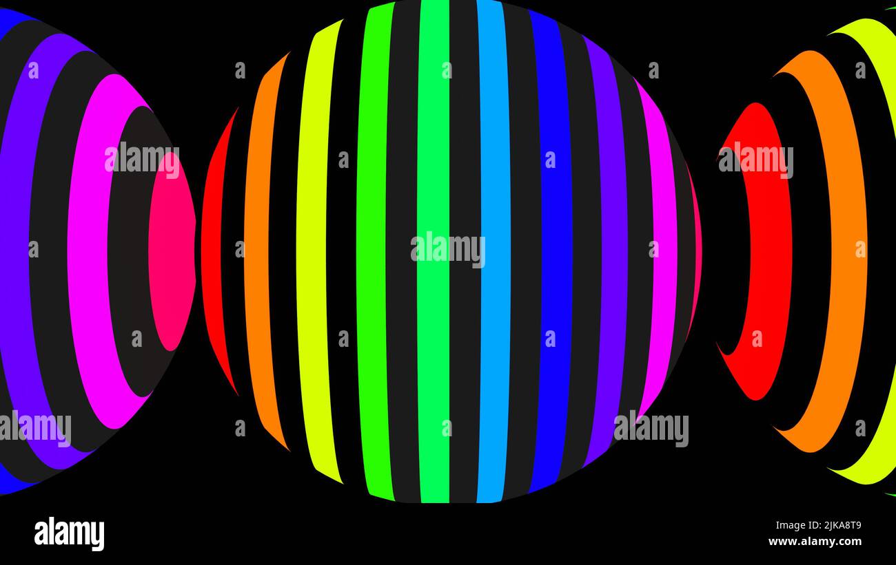 3D renderings. Different circles formed with vertical colored lines ...