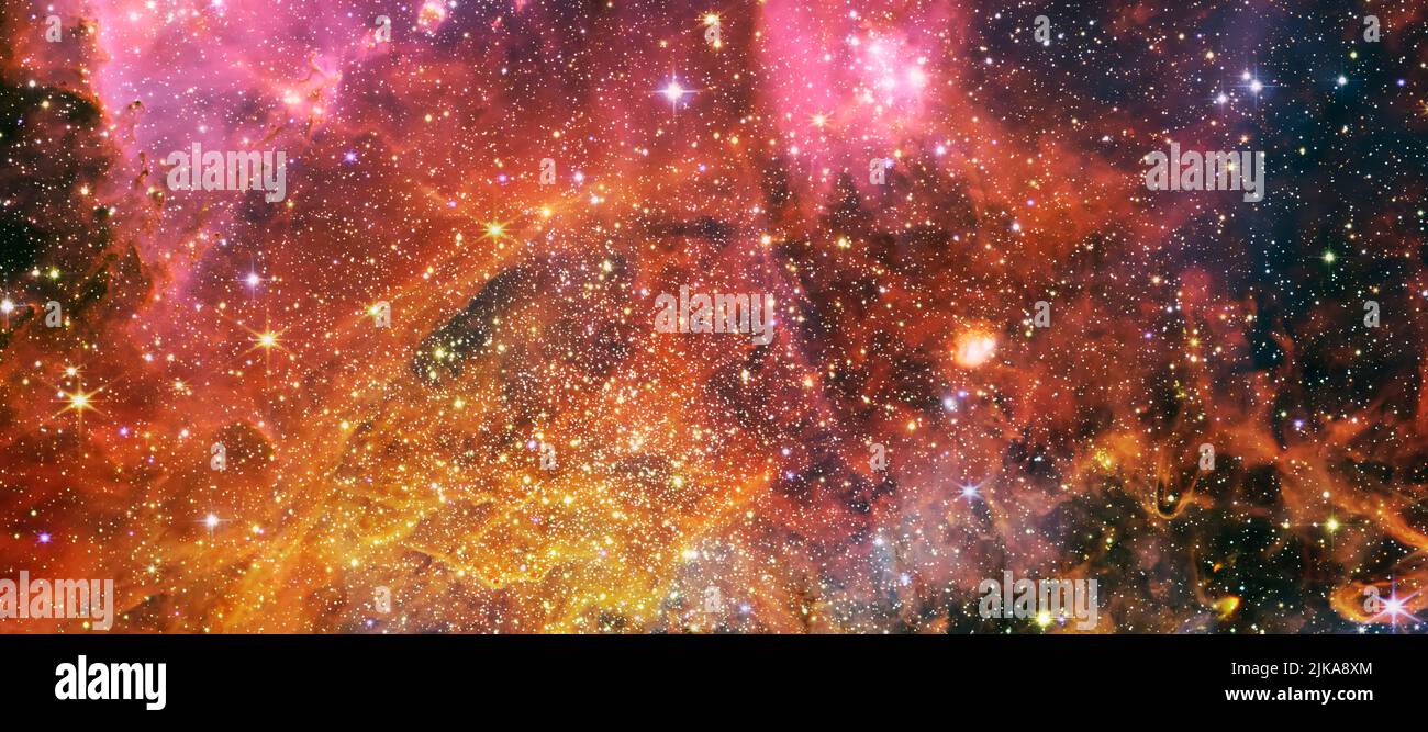 Colorful cosmos with stardust and milky way. Magic color galaxy ...