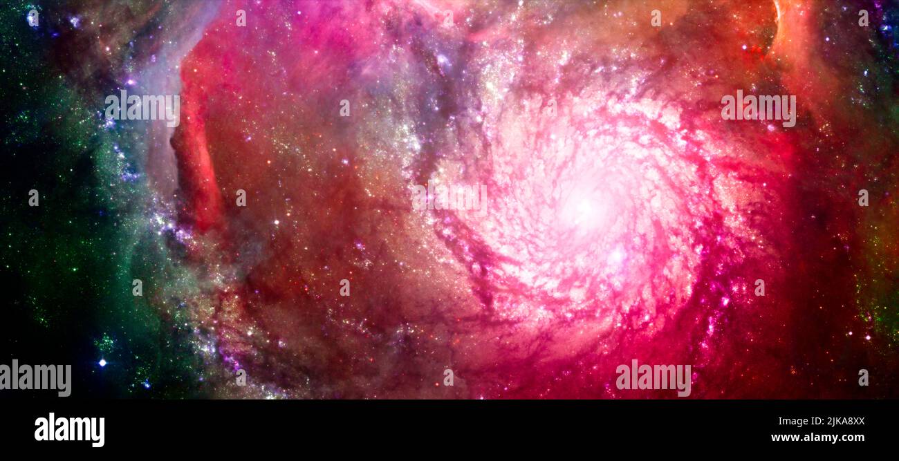 Colorful cosmos with stardust and milky way. Magic color galaxy ...
