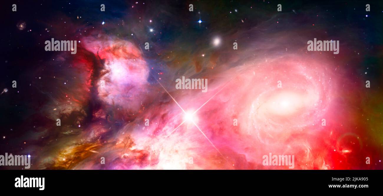 Colorful cosmos with stardust and milky way. Magic color galaxy ...