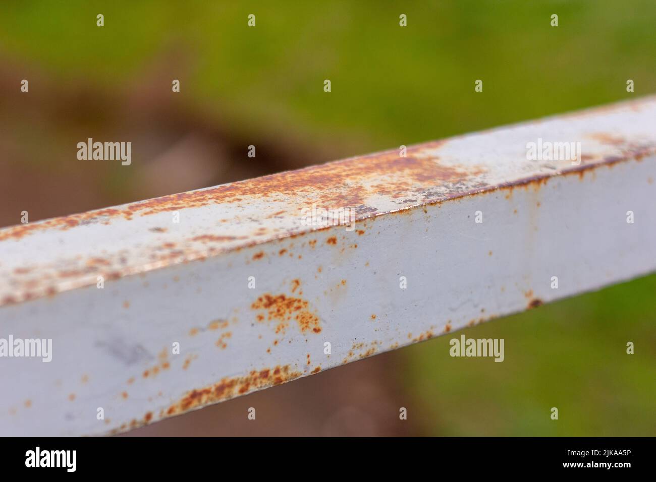 Rust and corrosion on the iron railings of the bridge.Corrosion of metals. Rust on old iron ...