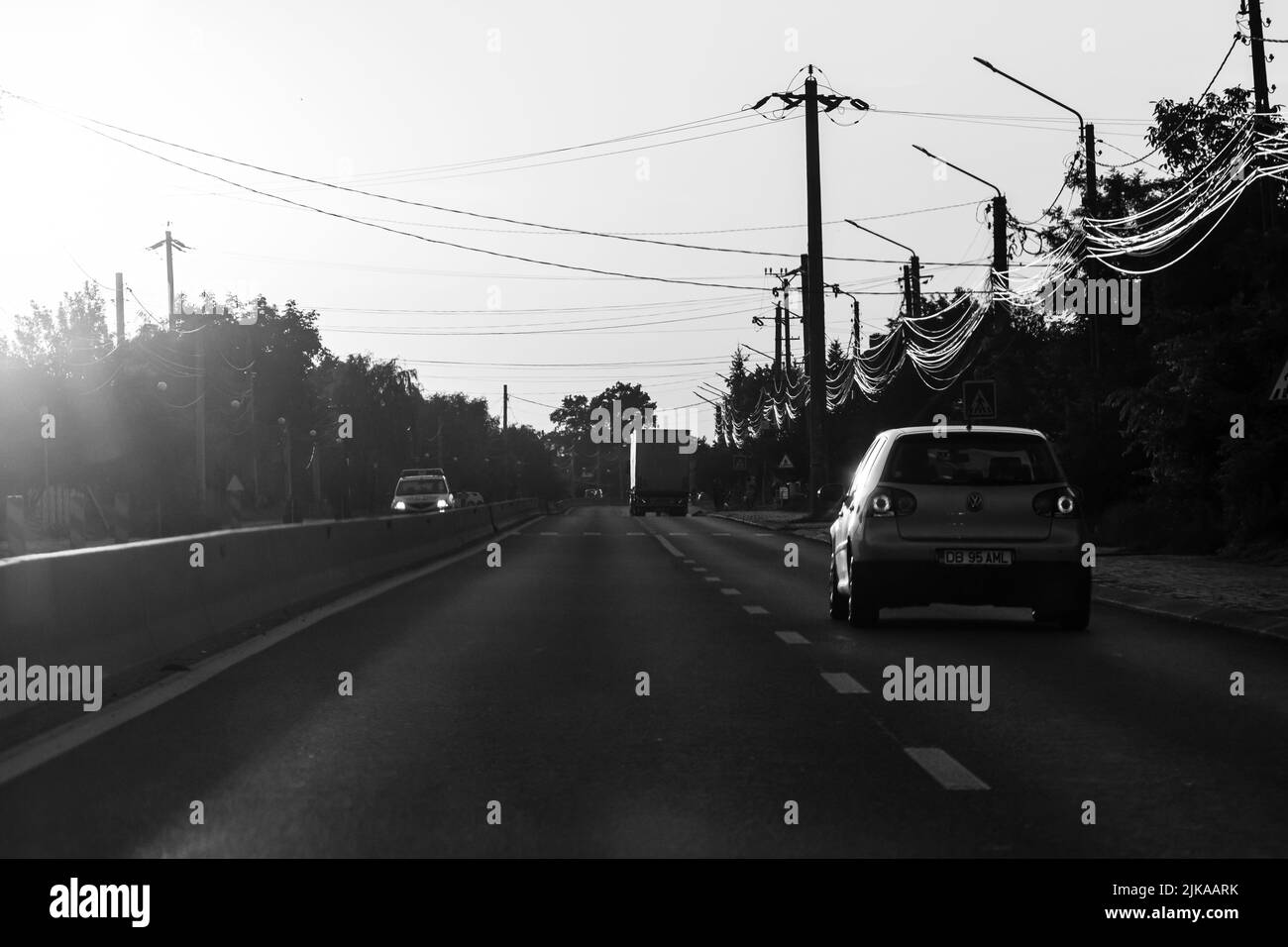 Car traffic, pollution, traffic jam city downtown Bucharest, Romania ...
