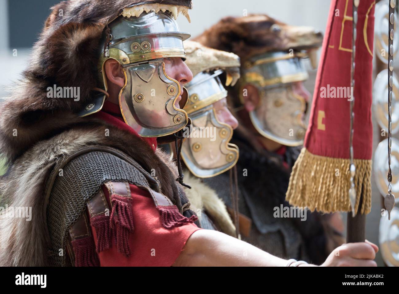 Fishbourne Roman Palace, West Sussex. The Ermine Street Guard a re ...