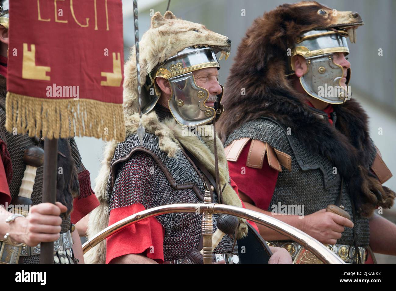 Fishbourne Roman Palace, West Sussex. The Ermine Street Guard a re ...