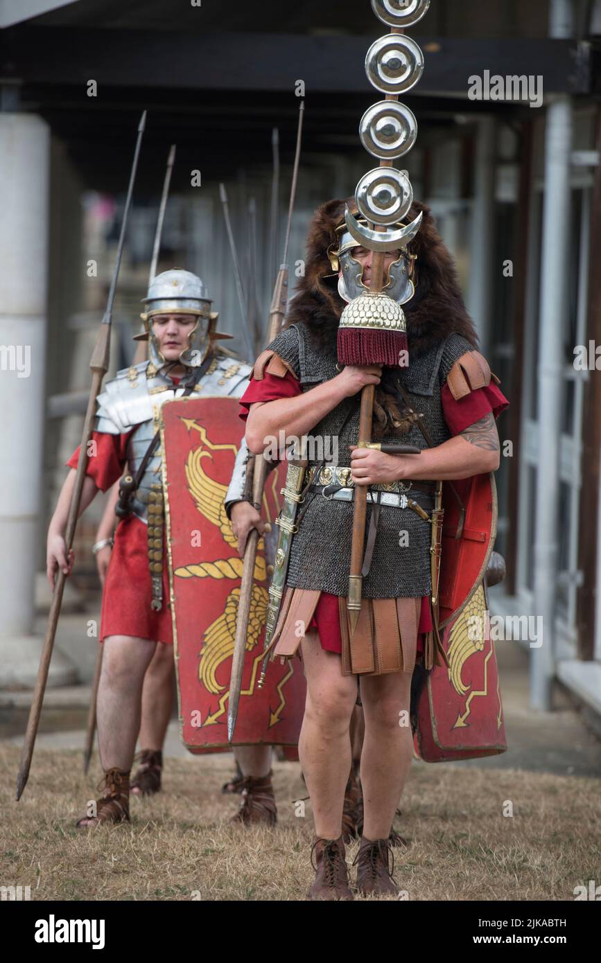 Fishbourne Roman Palace, West Sussex. The Ermine Street Guard a re ...