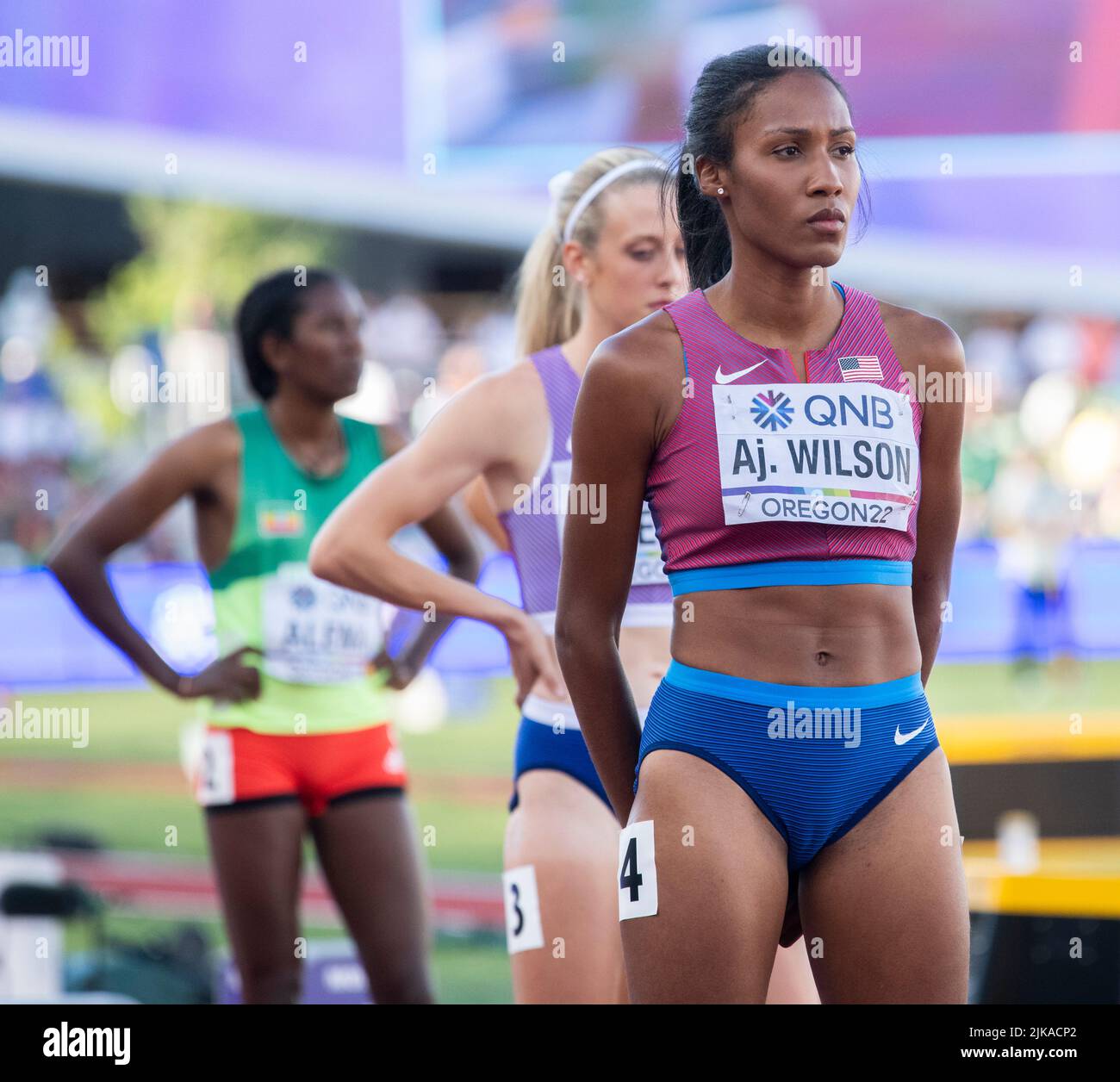 Ajee Wilson (USA) competing in the women’s 800m semi final on day eight at the World Athletics ...