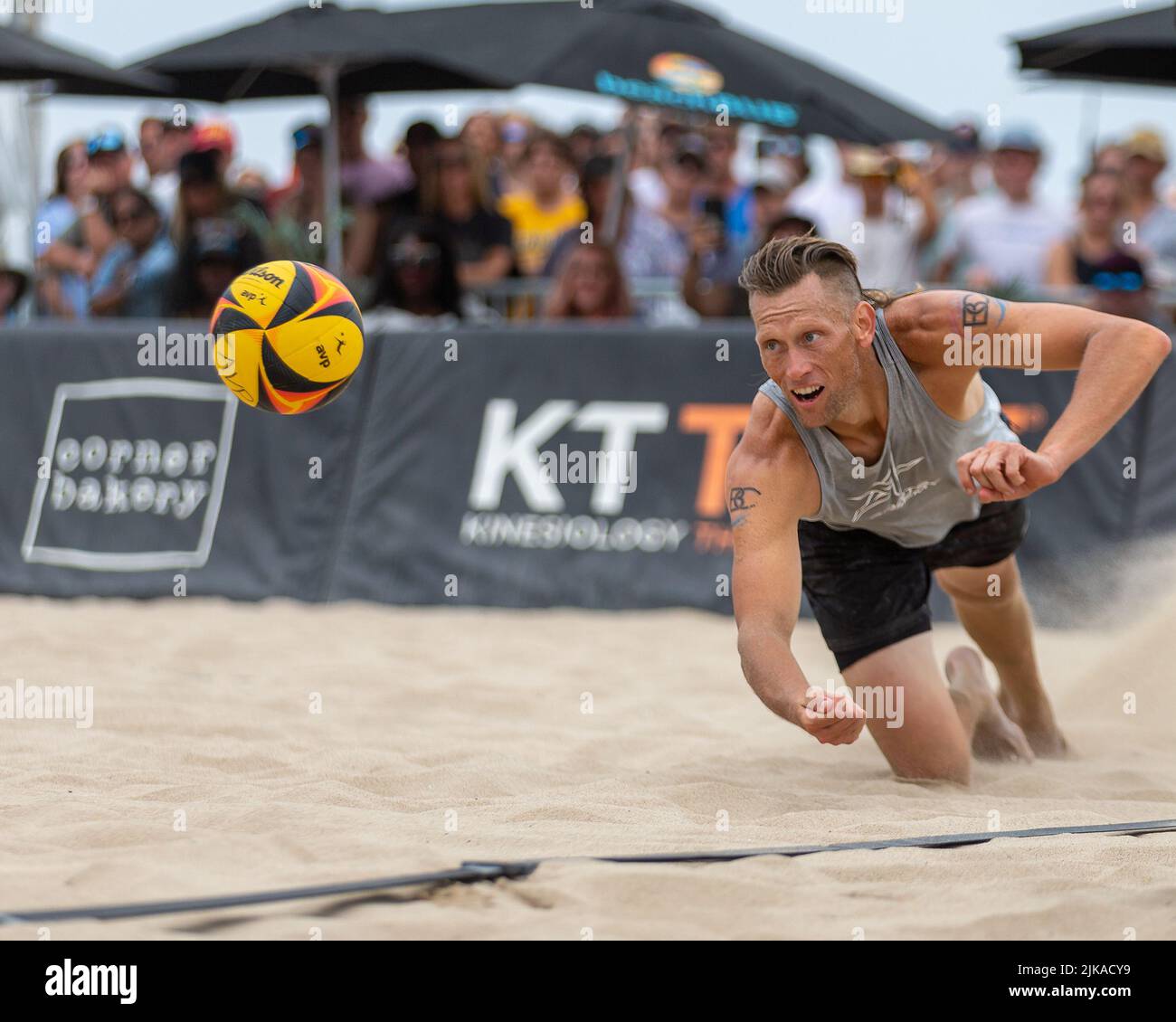 Casey Patterson (USA) goes for the dig during semifinal action at the ...