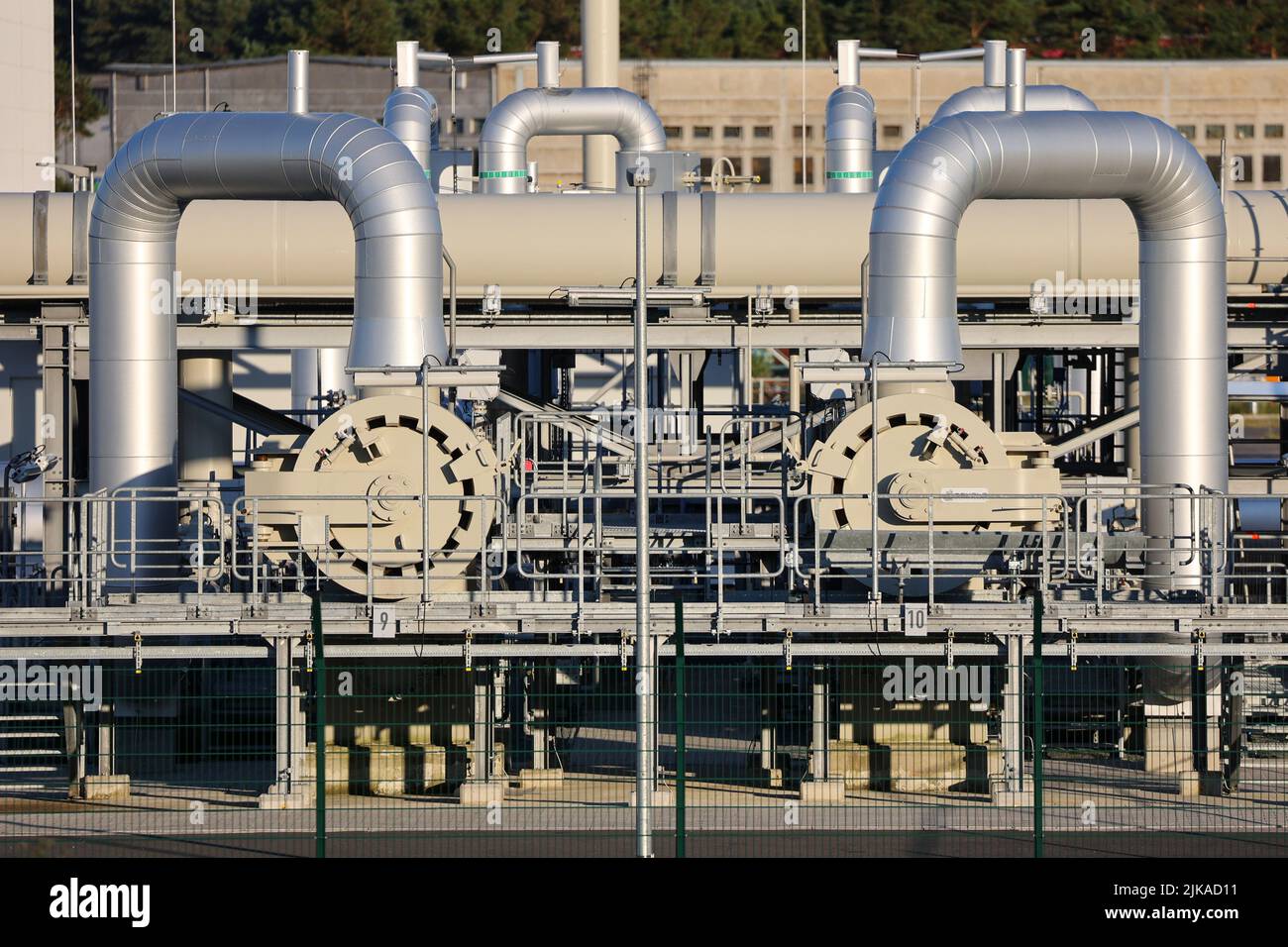 Lubmin, Germany. 30th July, 2022. View of pipe systems and shut-off ...