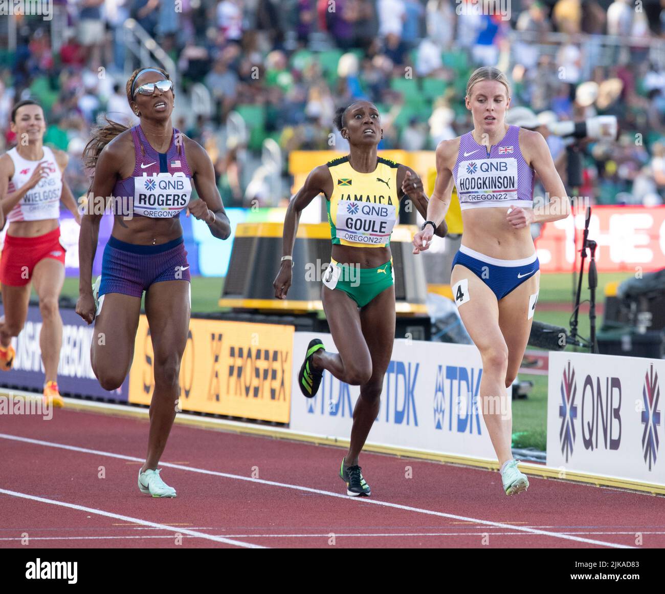 Raevyn Rogers (USA), Natoya Goule (JAM) and Keely Hodgkinson (GB&NI ...