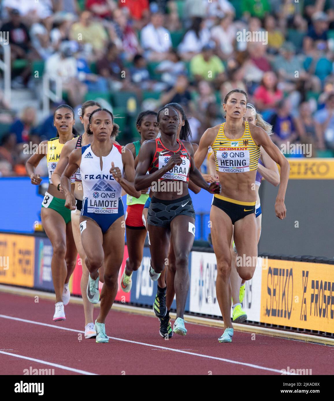 Renelle Lamote (FRA), Mary Moraa (KEN) and Christina Hering (GER ...