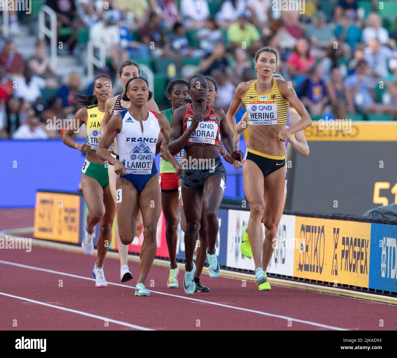 Renelle Lamote (FRA), Mary Moraa (KEN) and Christina Hering (GER ...