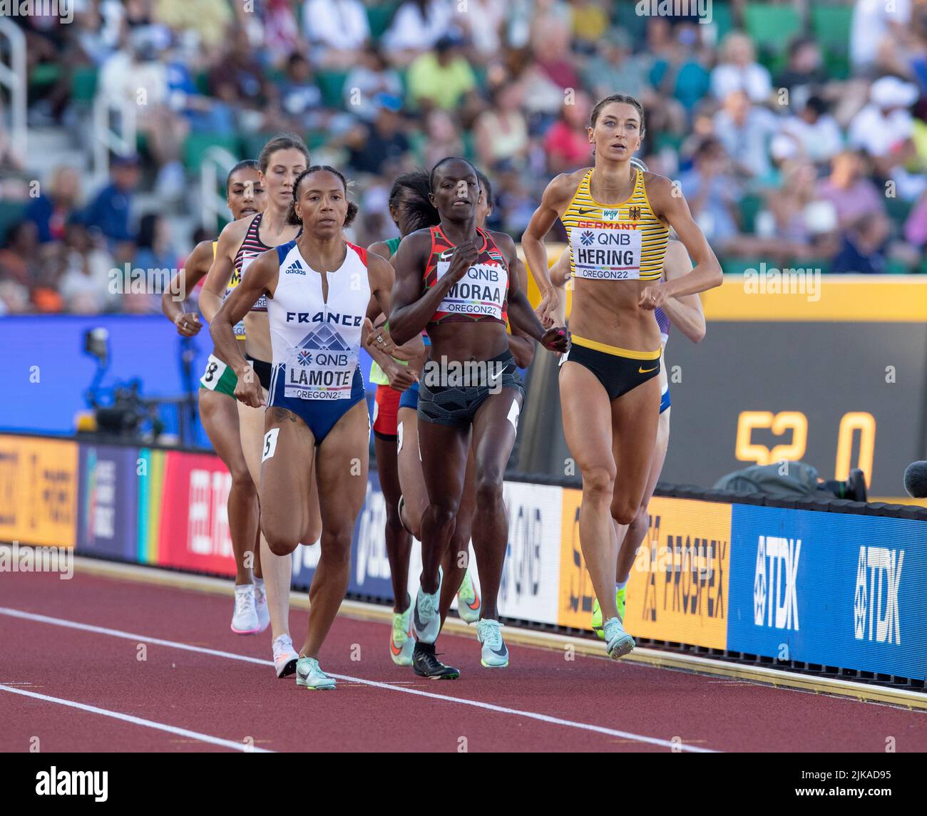 Renelle Lamote (FRA), Mary Moraa (KEN) and Christina Hering (GER ...