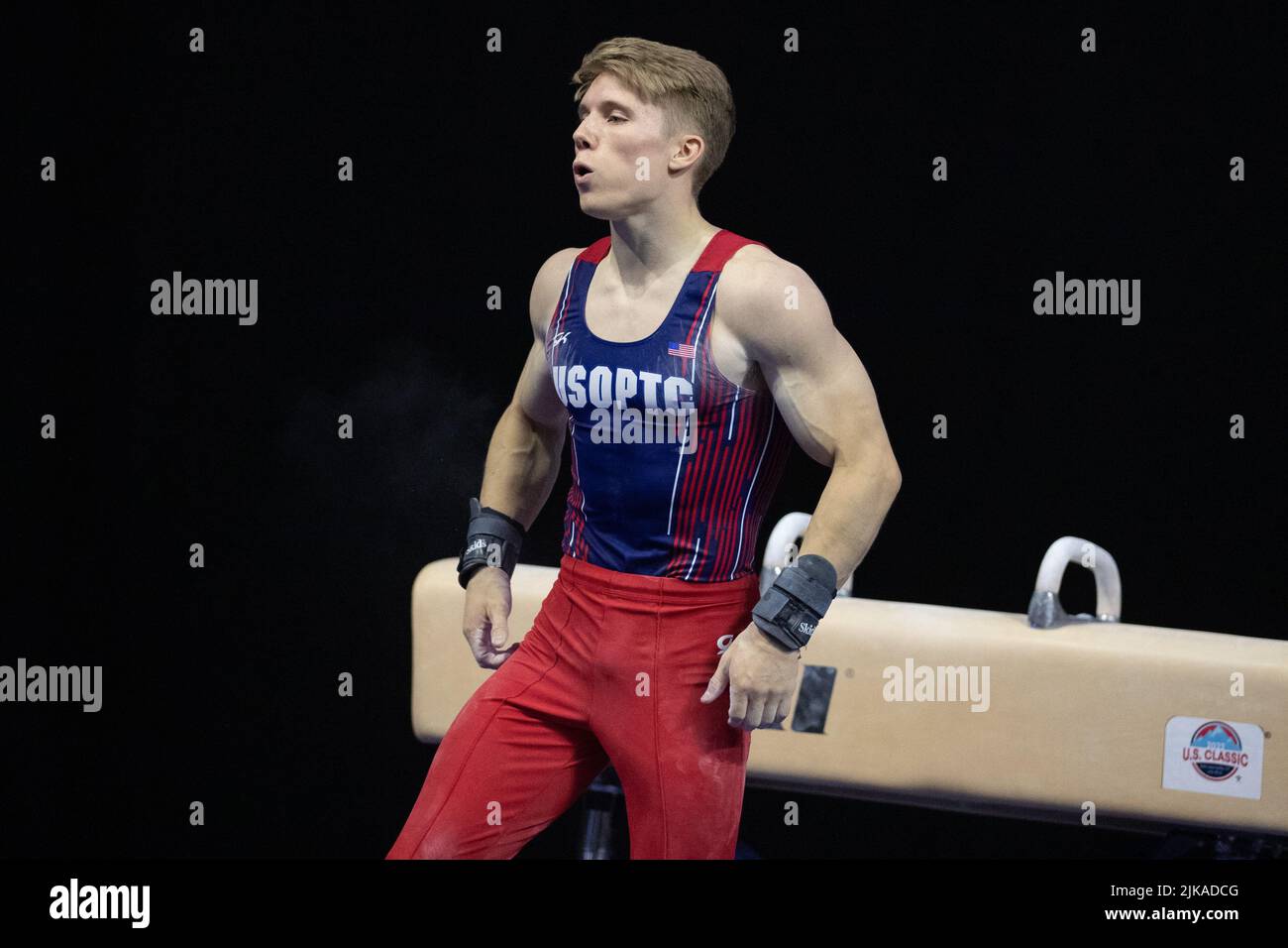 July 31, 2022: Shane Wiskus from USOPTC takes a deep breath after ...