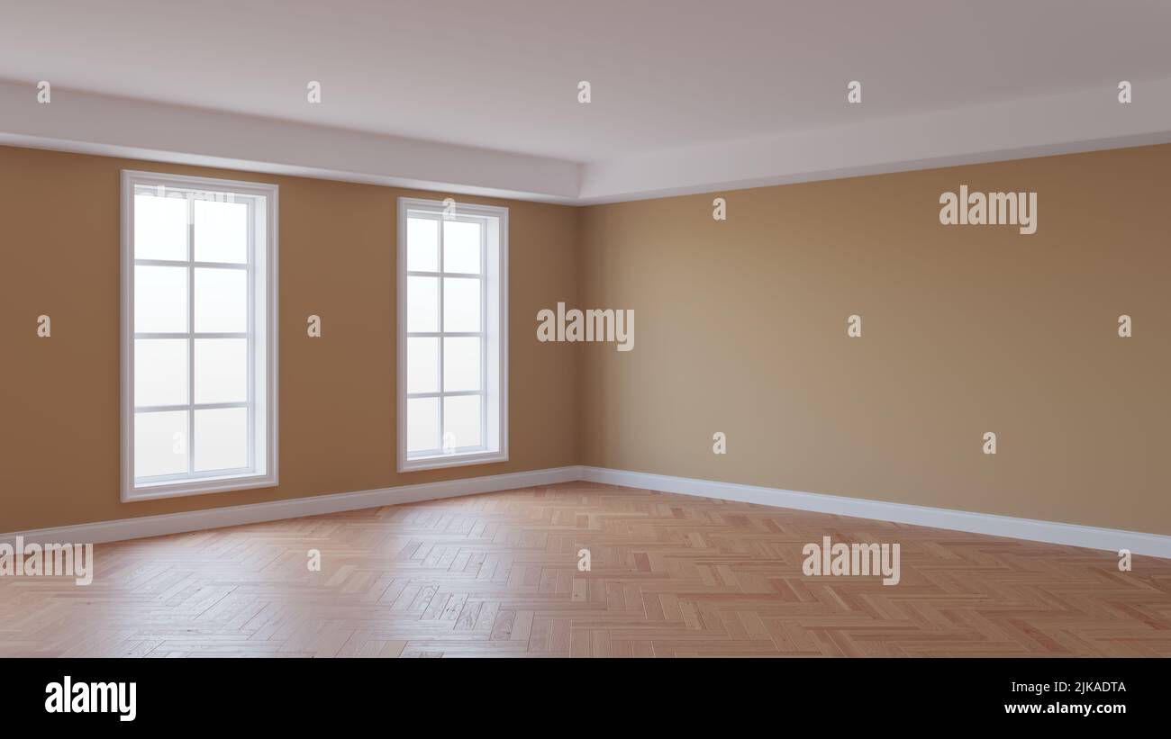 Beautiful Room Corner with Beige Walls, White Ceiling and Cornice ...