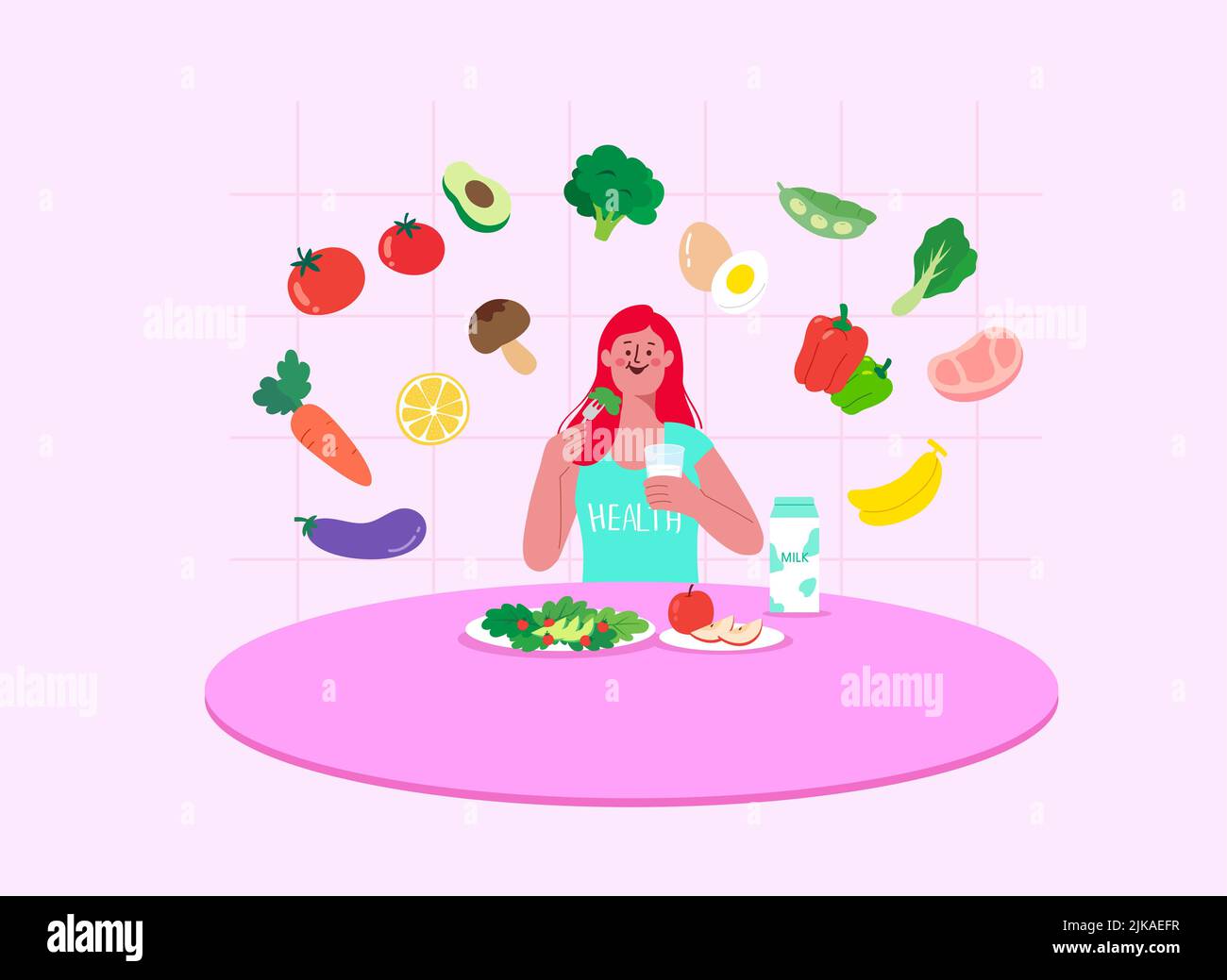 healthy pleasure, good life trend woman eating balanced clean meal ...