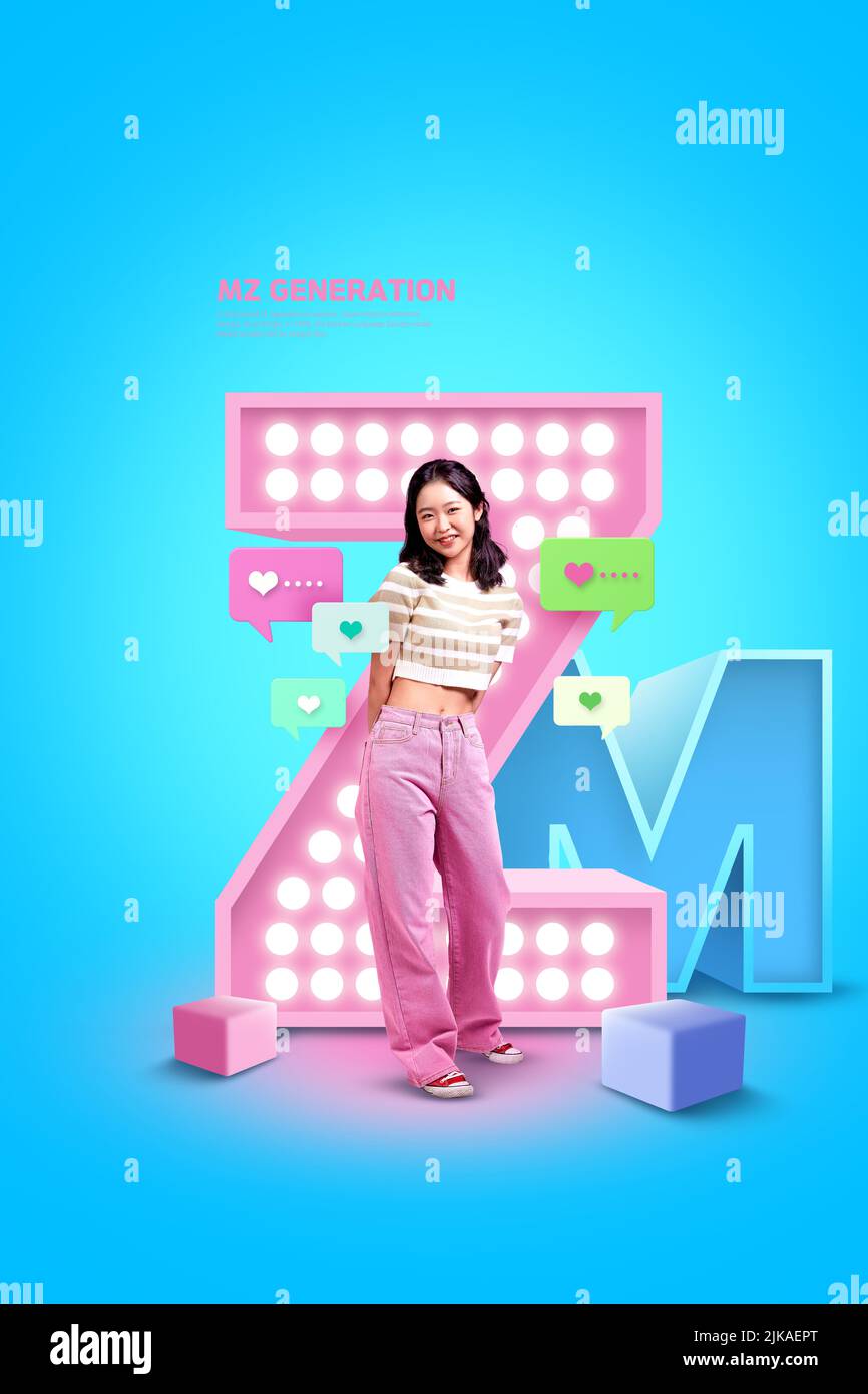 poster of Korean Asian young girls from mz generation video creators, influencers Stock Photo ...