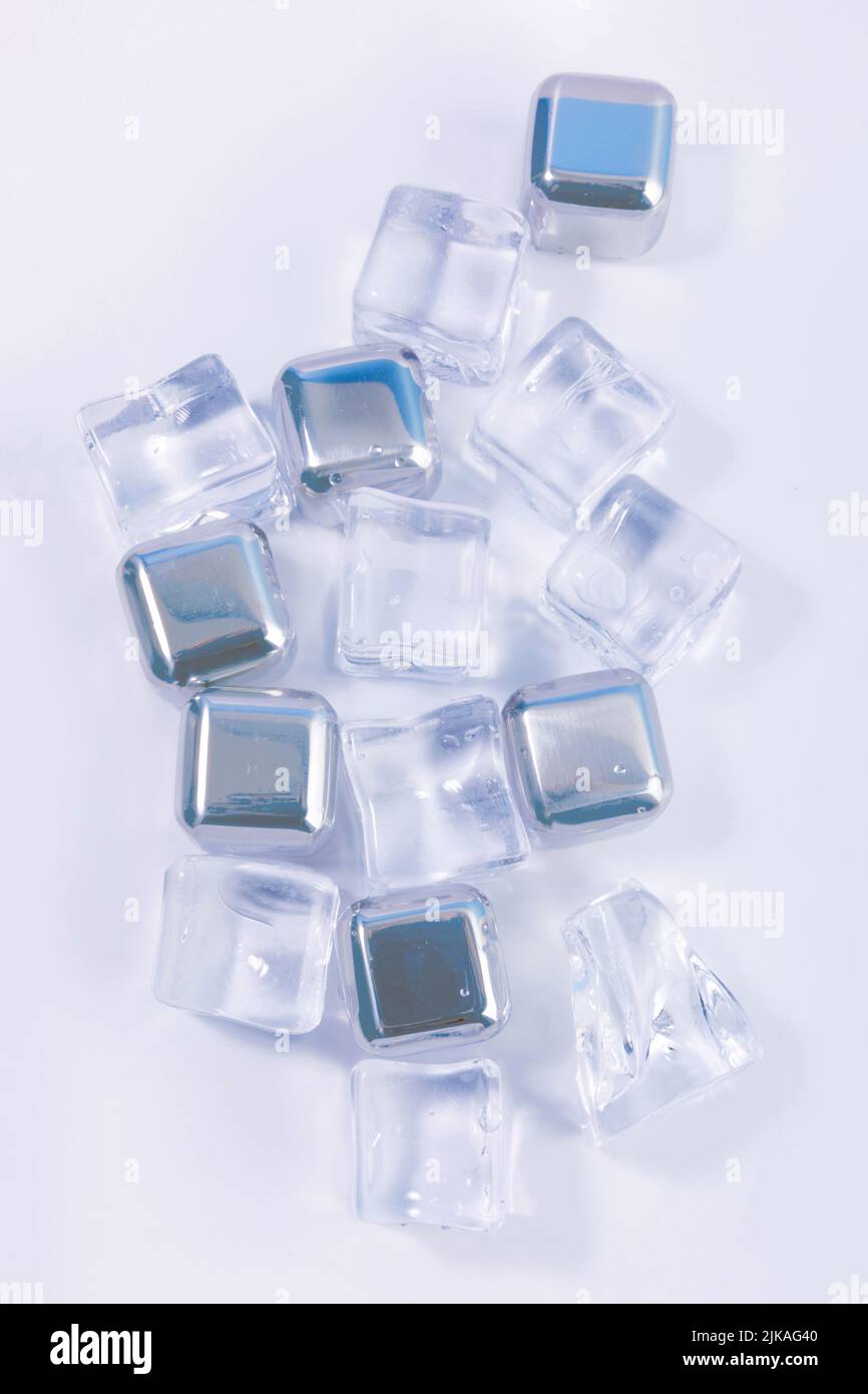 creative summer photo of ice, white background Stock Photo - Alamy
