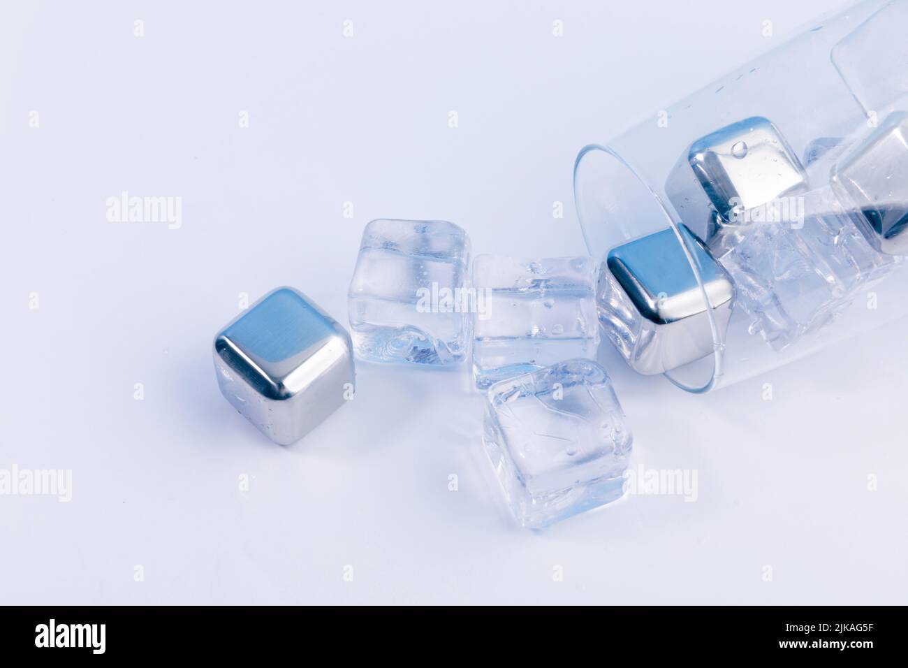 creative summer photo ice and stainless ice, white background Stock ...