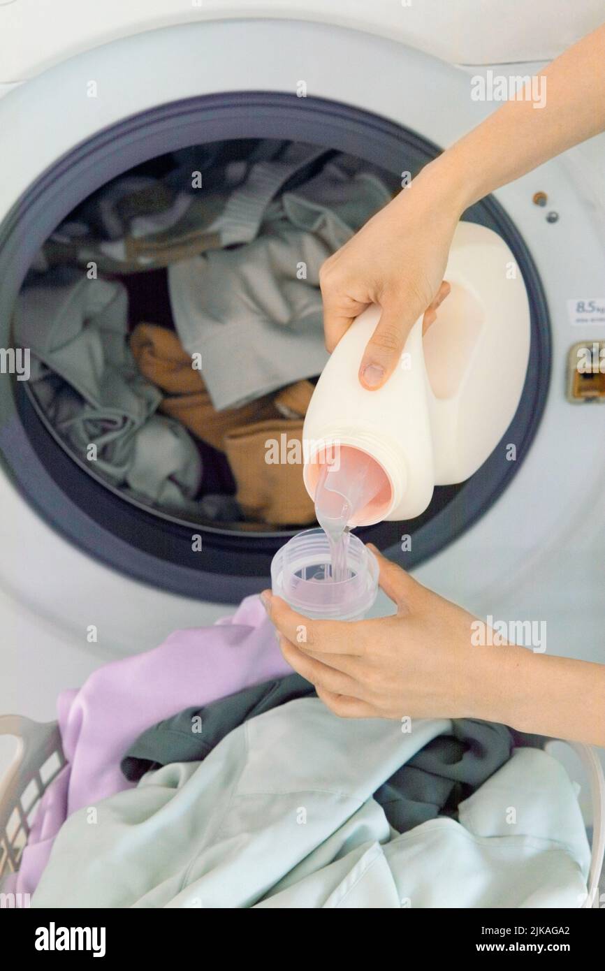 aesthetic laundry concept using detergent Stock Photo - Alamy