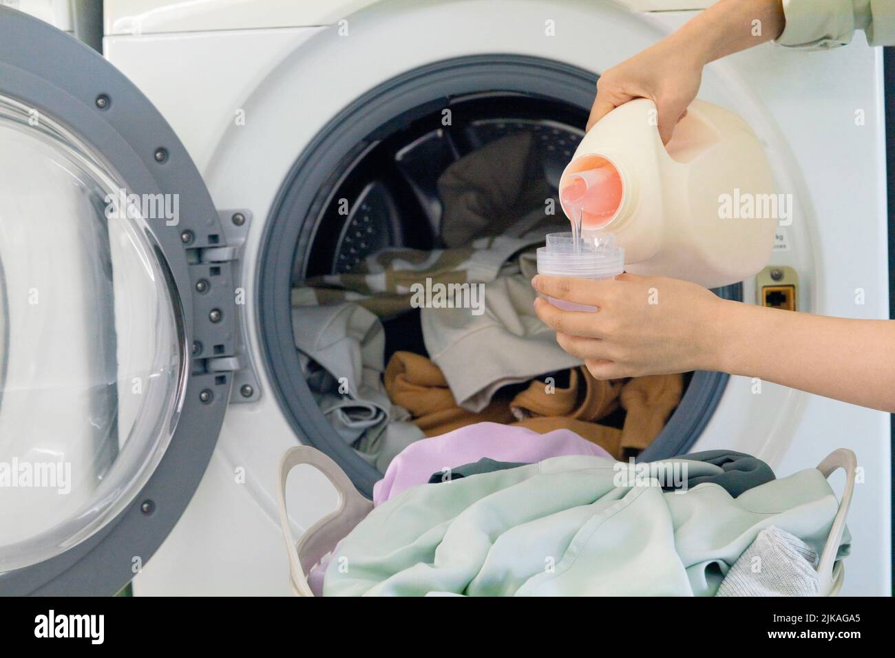 aesthetic laundry concept using detergent Stock Photo - Alamy