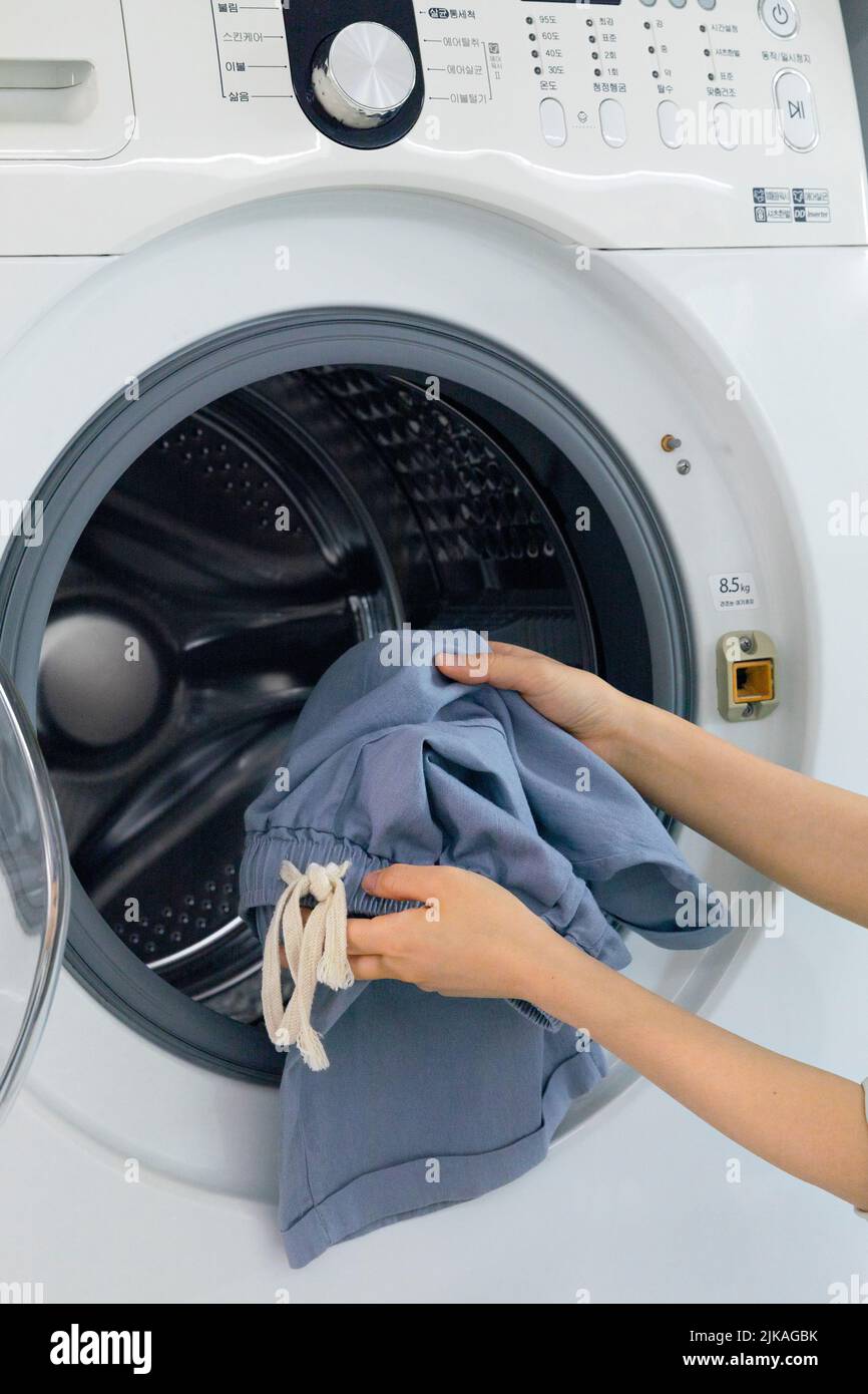aesthetic laundry concept A clothing laundry Stock Photo - Alamy