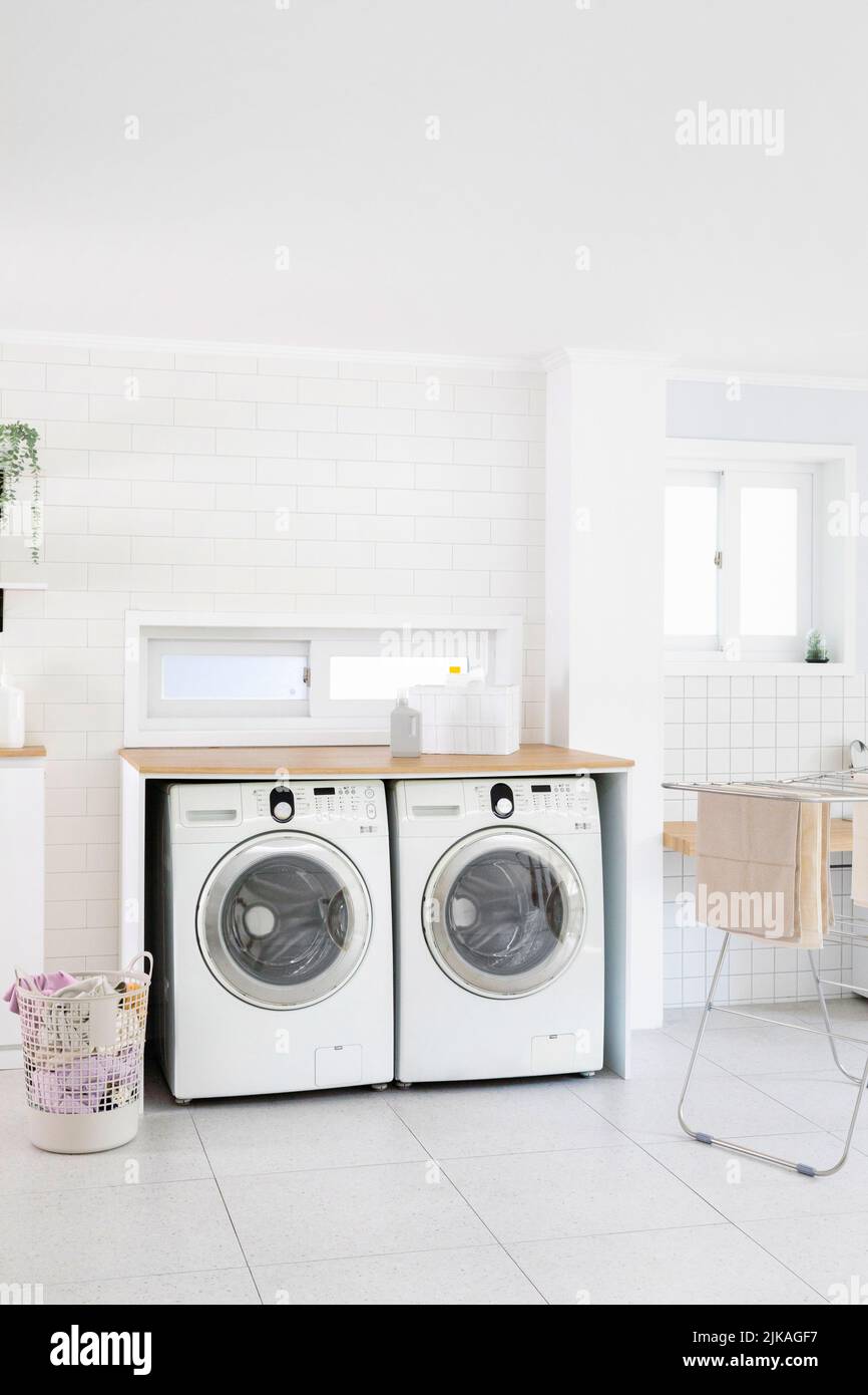 aesthetic laundry concept washing room Stock Photo - Alamy