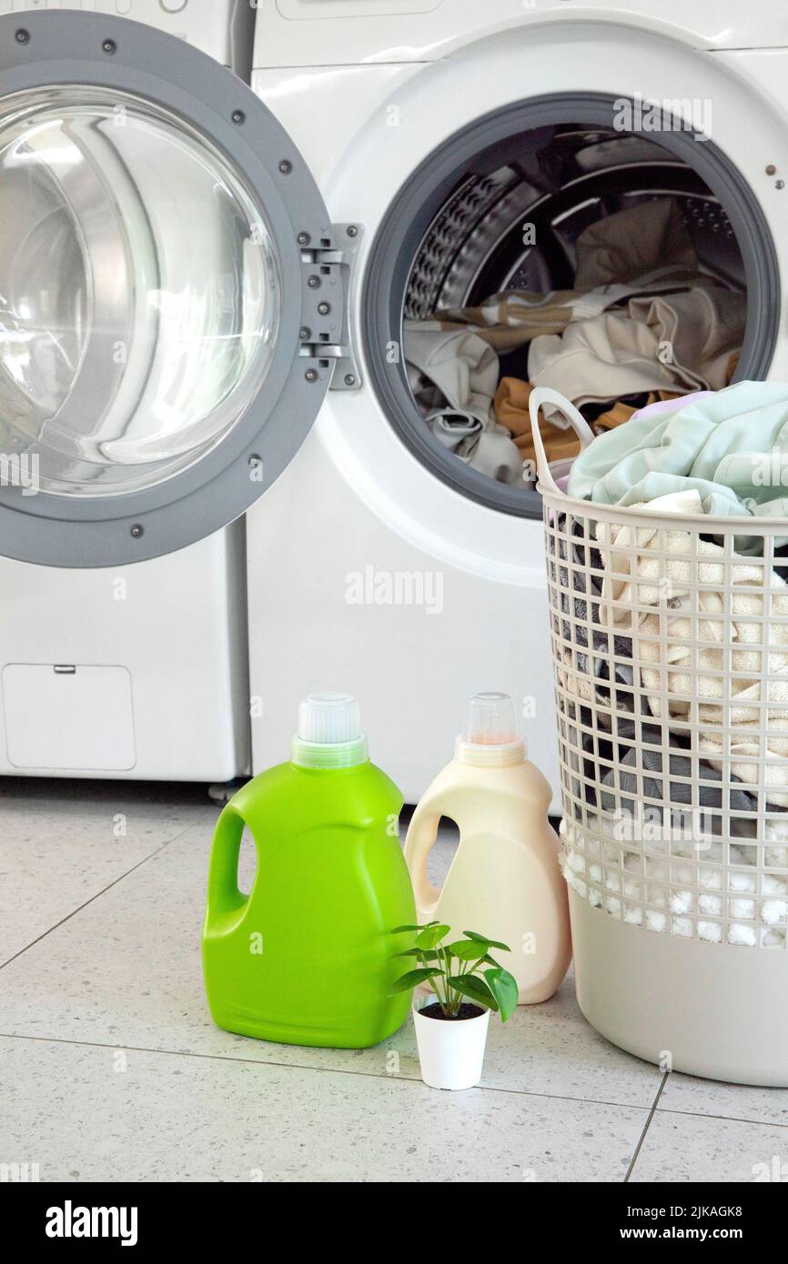 aesthetic laundry concept eco friendly detergent and laundry Stock ...