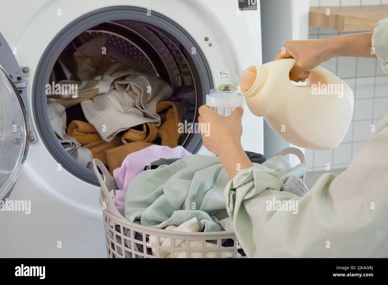 aesthetic laundry concept using detergent Stock Photo - Alamy
