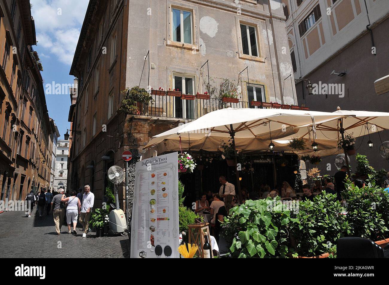 Rome, Italy/ 17.July 2019/ Food decorations at Itlaian food restauant ...