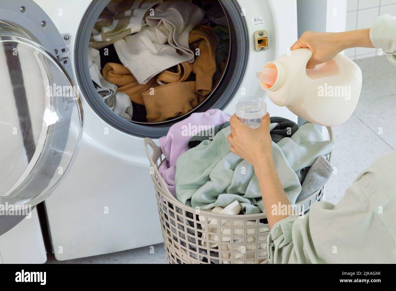 aesthetic laundry concept using detergent Stock Photo - Alamy