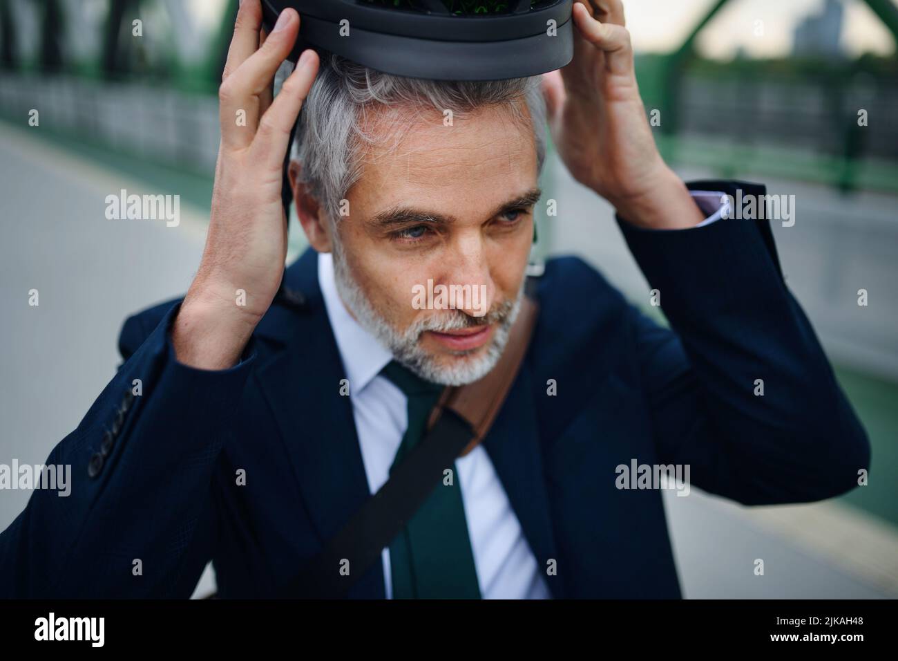 Man helmet hair biker hi-res stock photography and images - Alamy