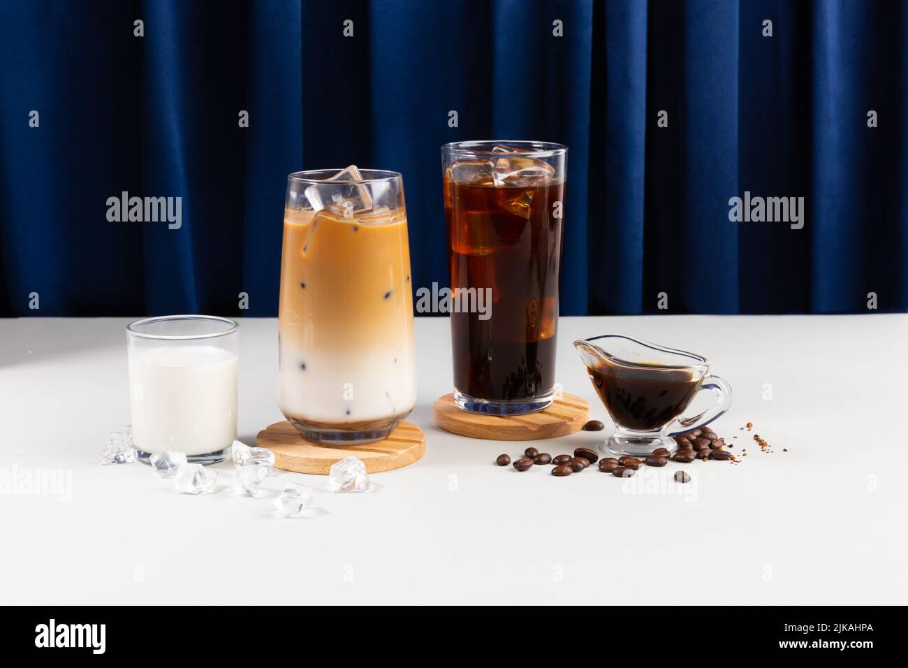 Summer drink background, iced cafe latte and americano, cold coffee ...