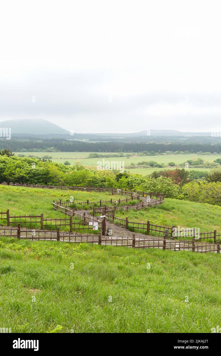 Sangumburi crater scenic landscape in Jeju island, Korea Stock Photo ...