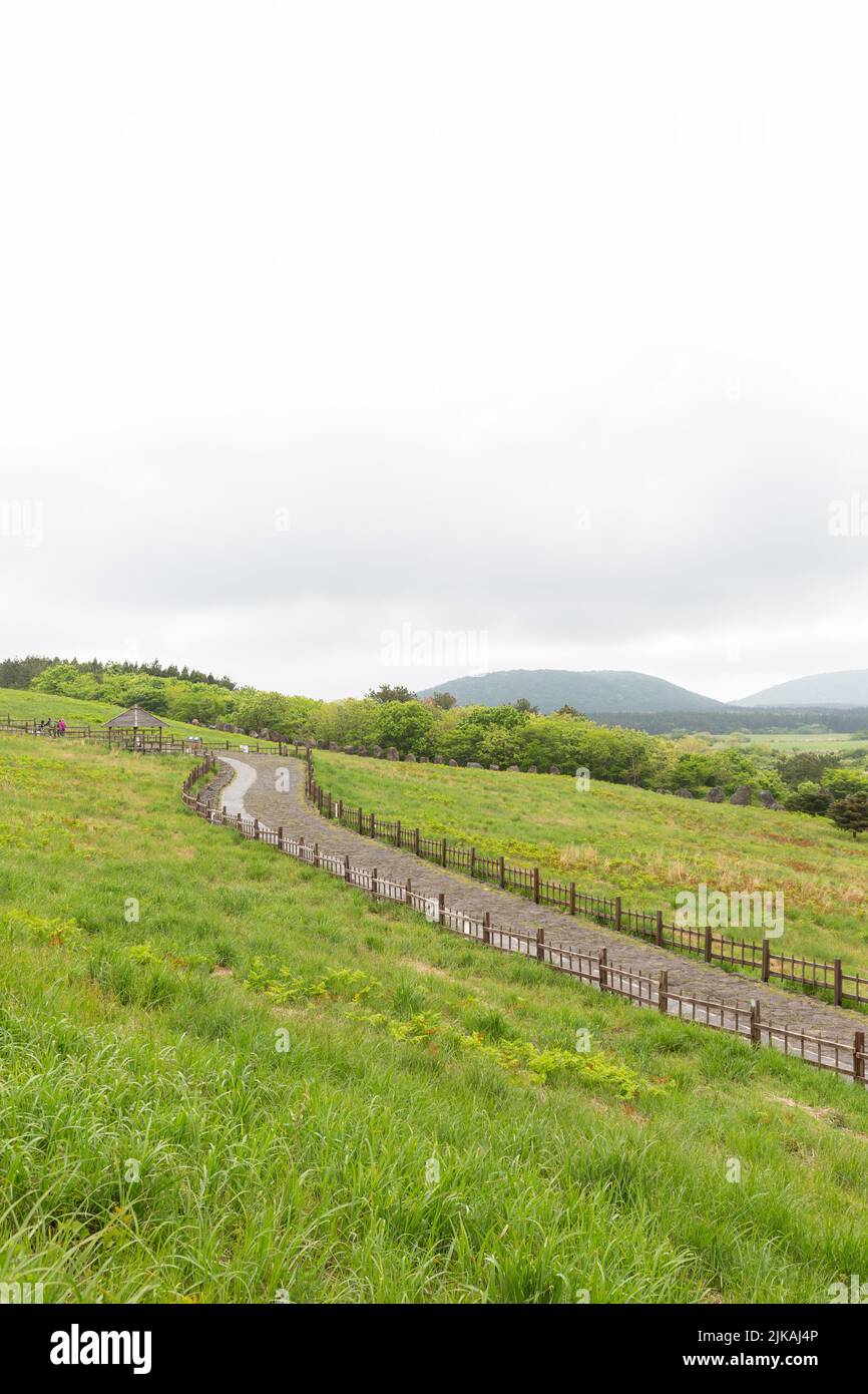 Sangumburi crater scenic landscape in Jeju island, Korea Stock Photo ...